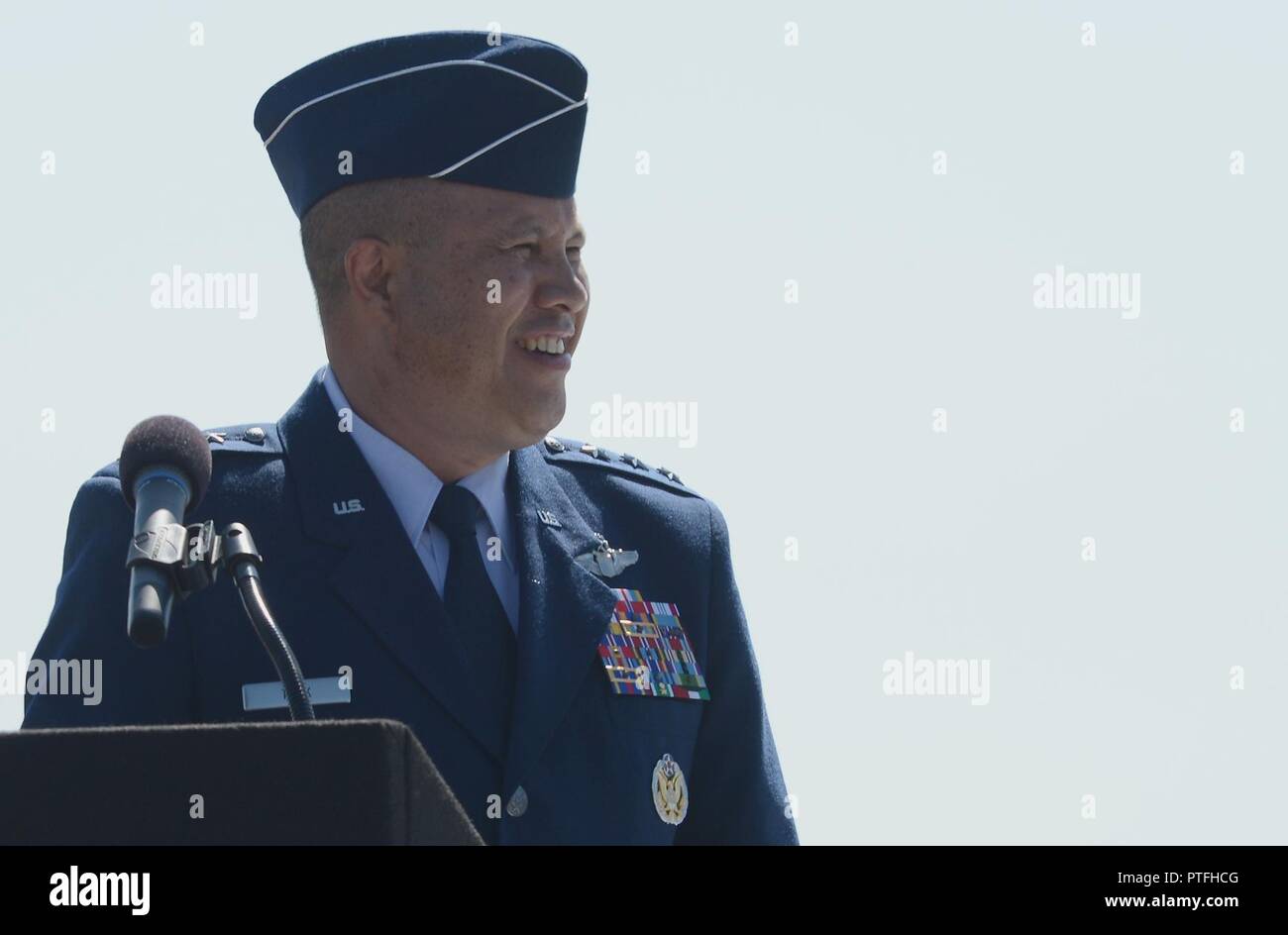 Lt. Gen. Giovanni Tuck, 18th Air Force commander, addresses the ...