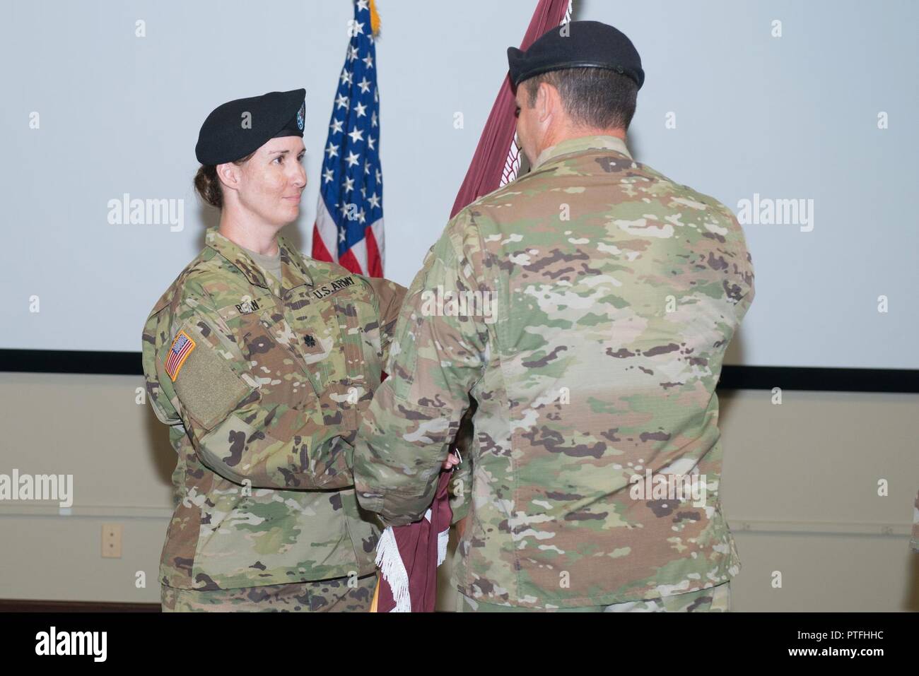 In-coming Commander, LTC Krystal Bean (right), accepts the battalion ...