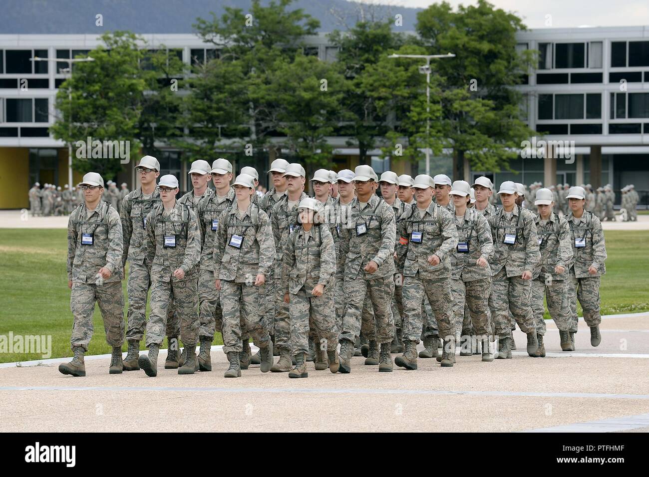 Basic cadets march on the U.S. Air Force Academy's terrazzol in ...