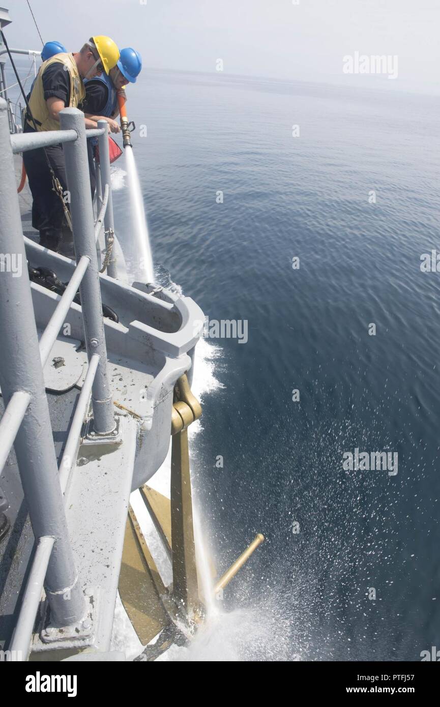 MUTSU, Japan (July 20, 2017) — Crew members of USS Pioneer (MCM 9 ...