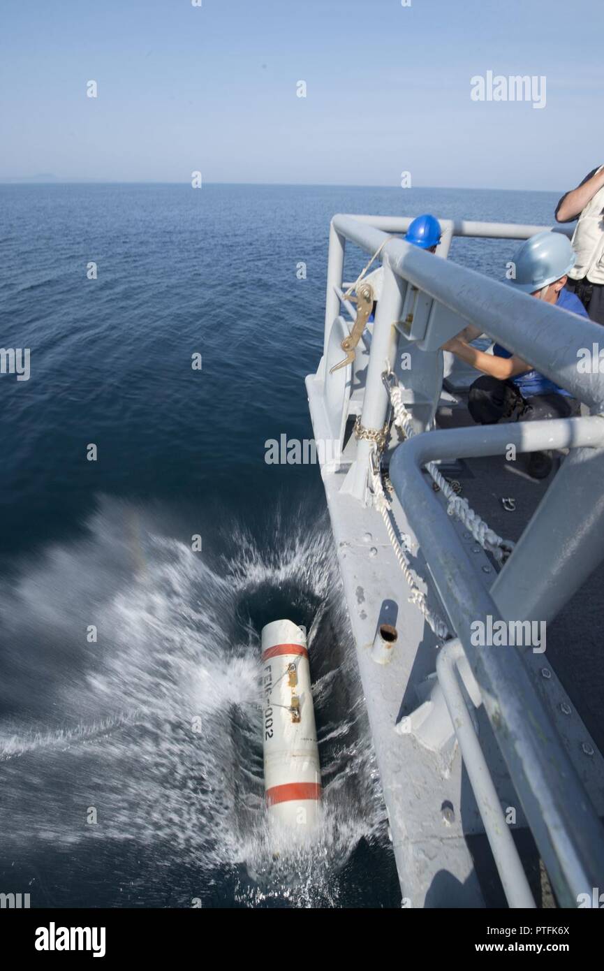 MUTSU, Japan (July 21, 2017) Sailors aboard the mine countermeasures ...