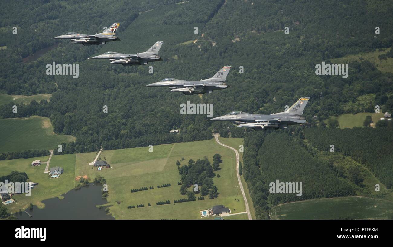 A Four-Ship formation of F-16 Fighting Falcons fly over Shaw Air Force ...