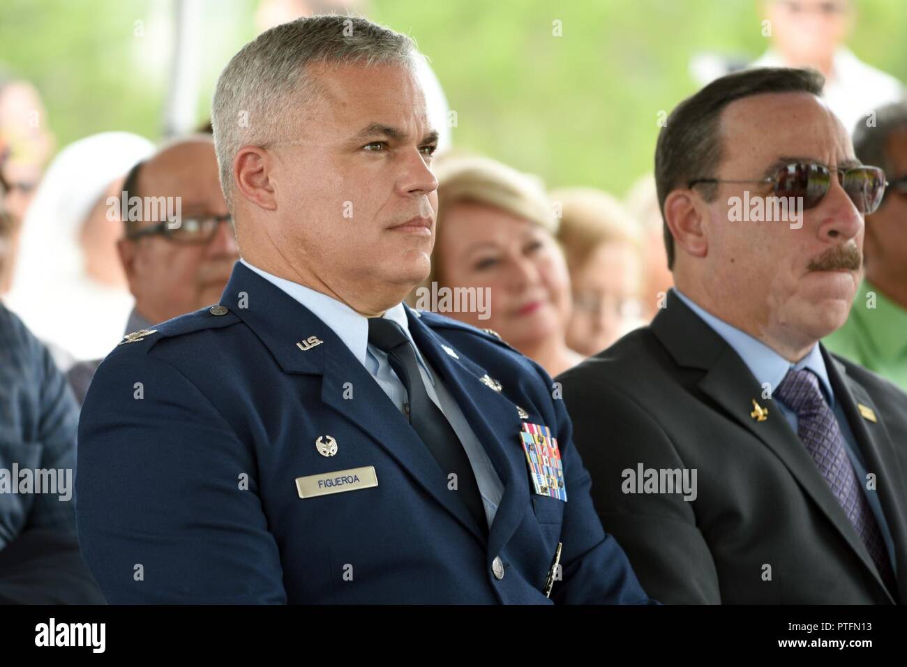 U.S. Air Force Col. Raymond Figueroa, 156th Airlift Wing commander, and ...