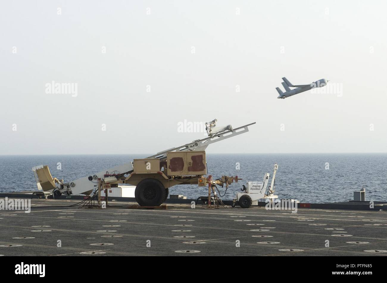 ARABIAN GULF (July 13, 2017) A Scan Eagle unmanned aerial vehicle is ...