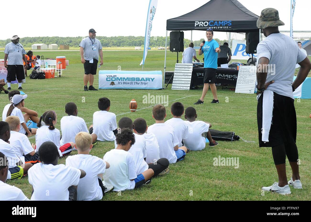 (Center) Graham Gano, Carolina Panthers placekicker, speaks to military ...