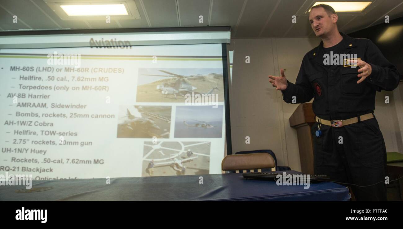 USS Iwo Jima (July 15, 2017) Lt. Cmdr. Kyle Hiscock, a Warfare Tactics ...