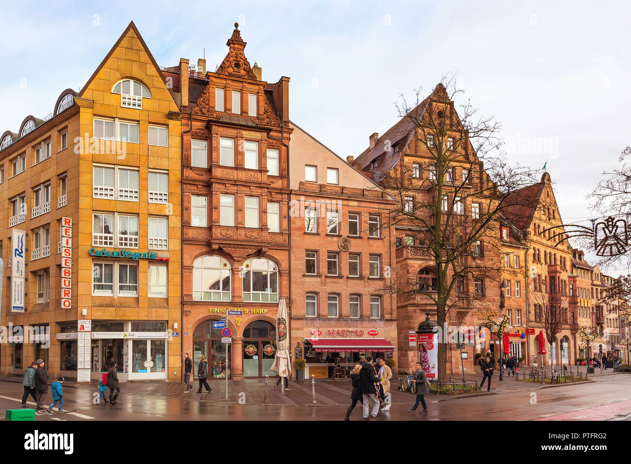 Nuremberg, Germany - December 24, 2016: City street with traditional ...