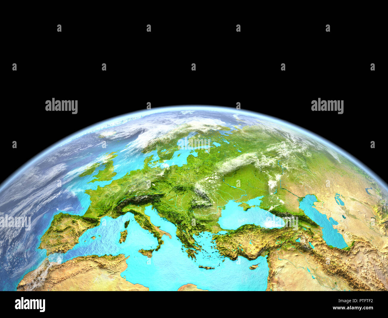 Europe from space. Extremely high detail of planet surface. 3D ...