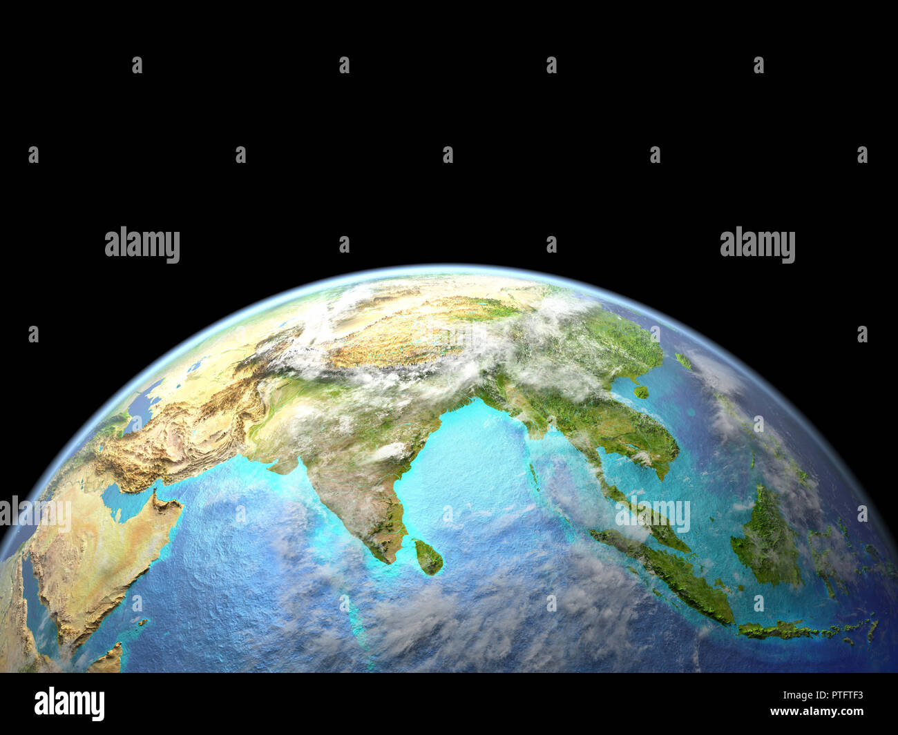 Asia from space. Extremely high detail of planet surface. 3D ...