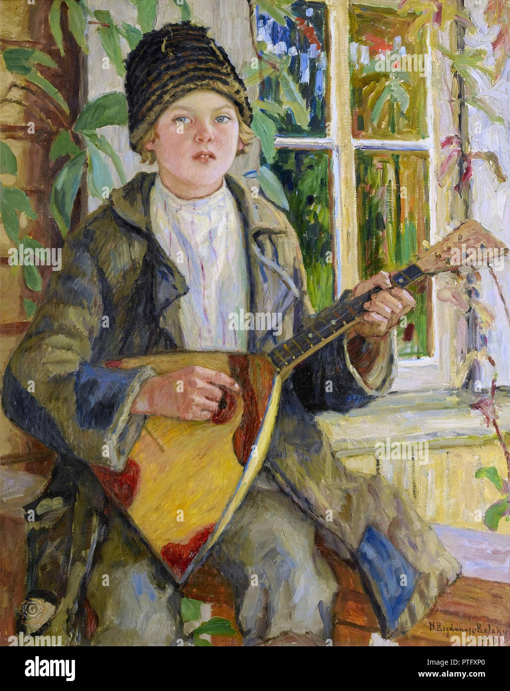 Bogdanoff-Bjelski Nikolai - Young Boy with a Balalaika Stock Photo - Alamy