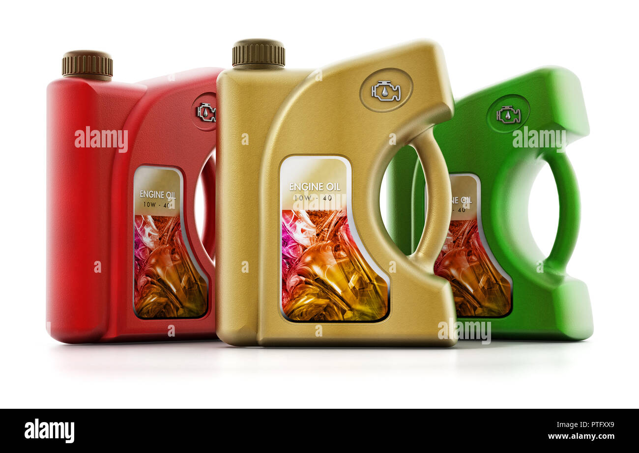 Set of engine oils isolated on white background. 3D illustration Stock ...