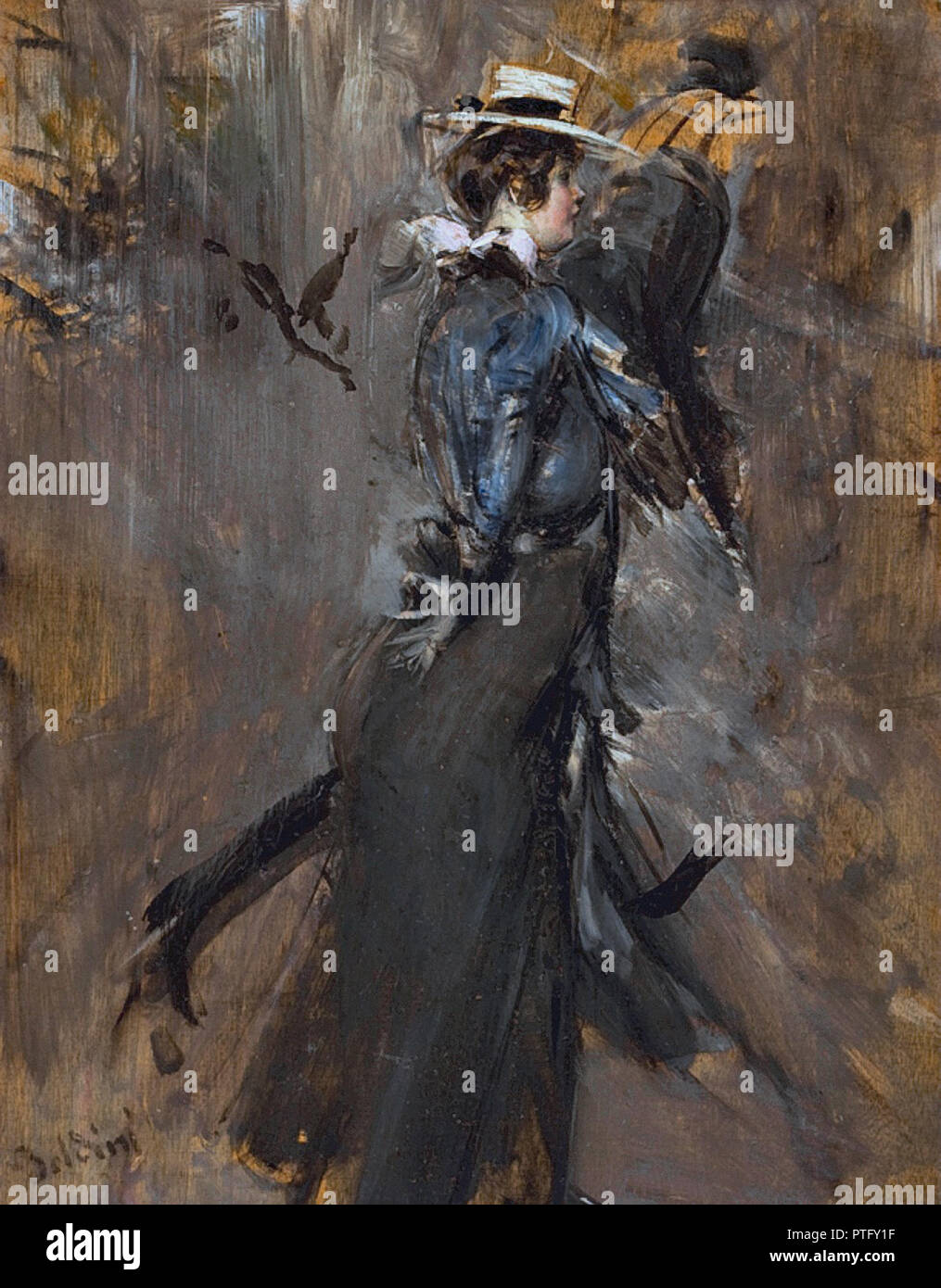 Boldini Giovanni - Lady Wearing a Straw Bonnet (Morning Promenade Stock ...
