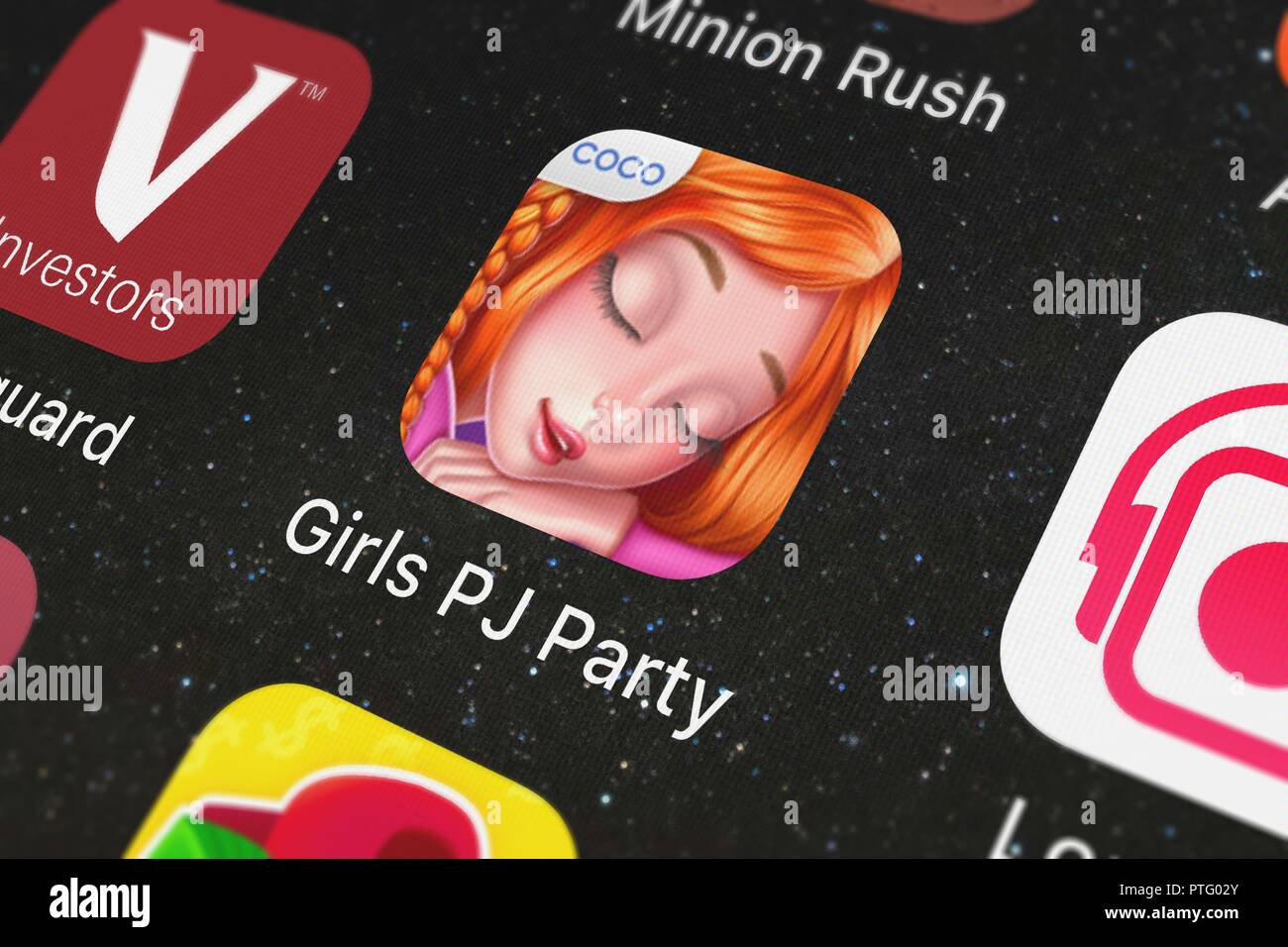 London, United Kingdom - October 09, 2018: Close-up of the Girls PJ ...