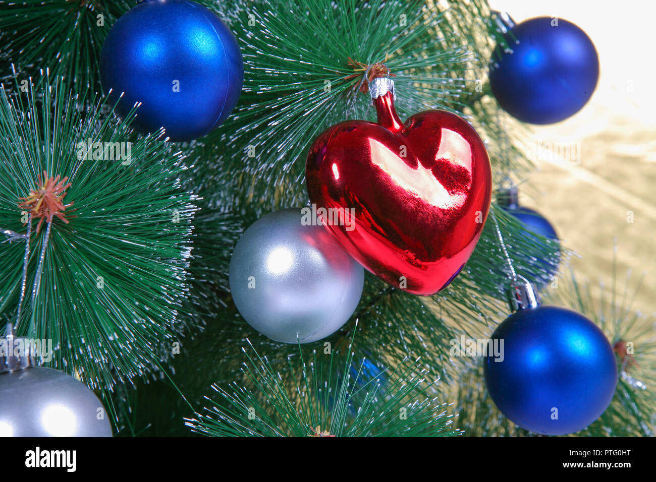 Christmas decorations on a Christmas tree close up Stock Photo - Alamy