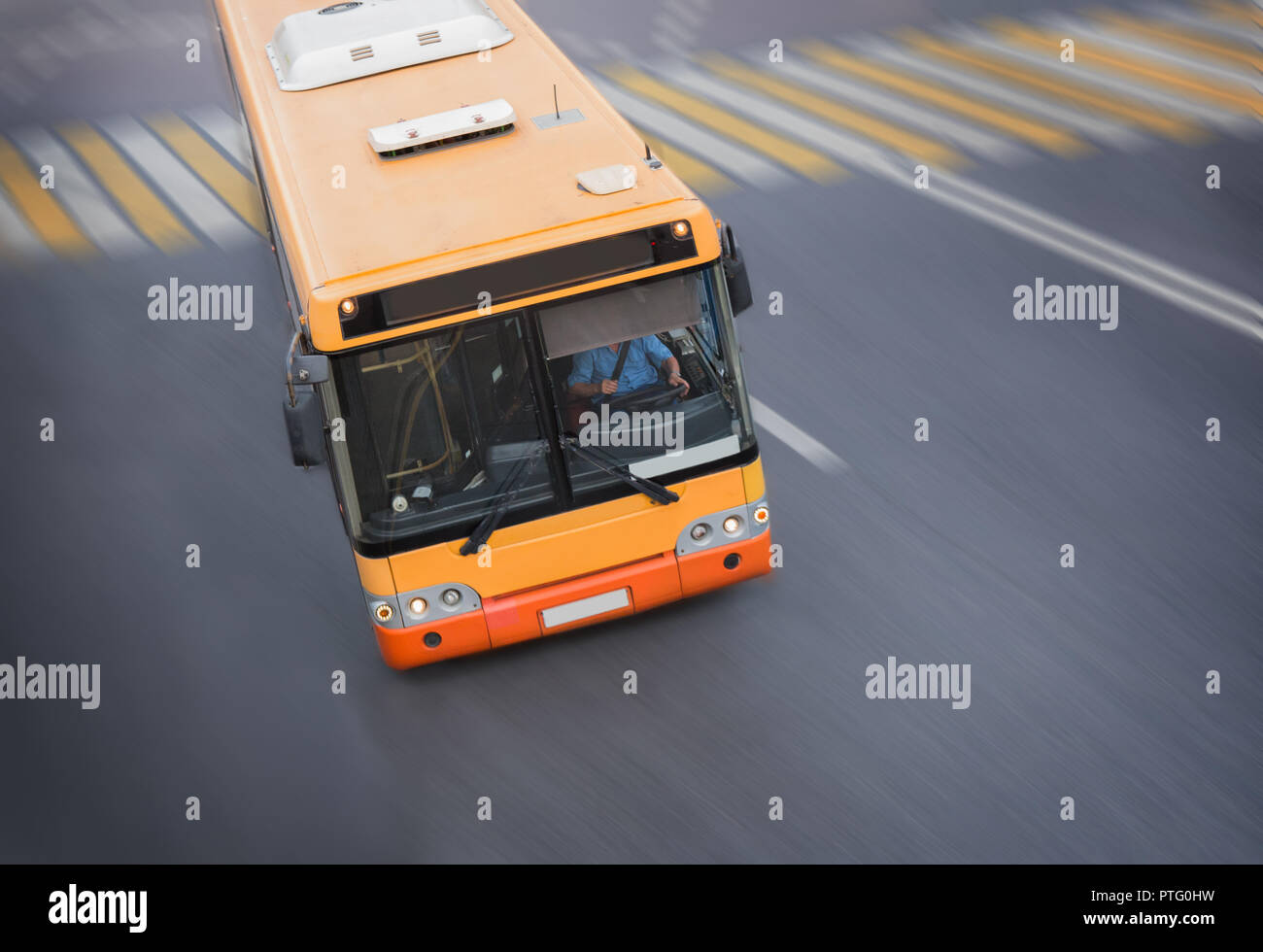 bus at city intersection top view Stock Photo - Alamy
