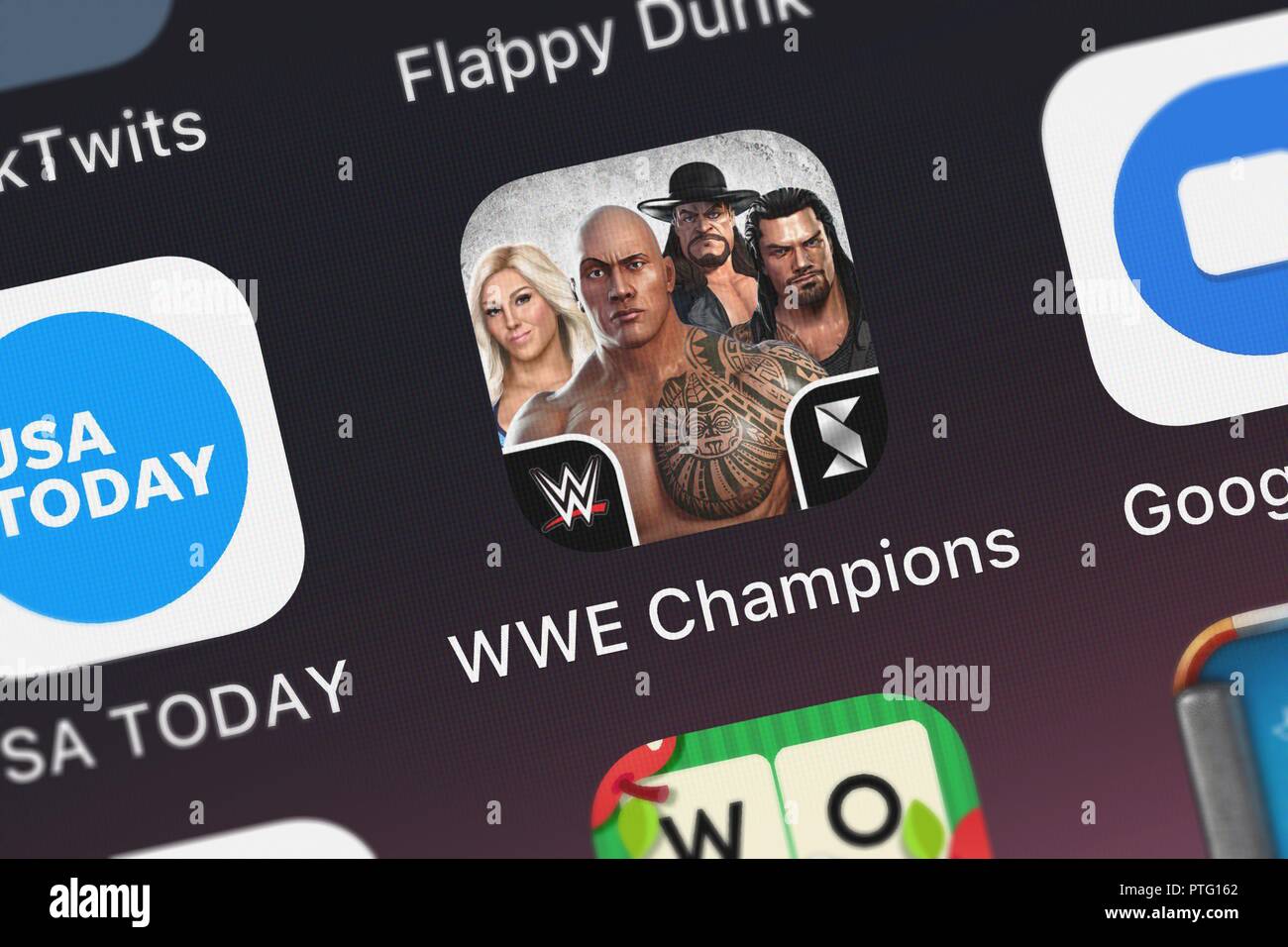 London, United Kingdom - October 09, 2018: Screenshot of the WWE ...