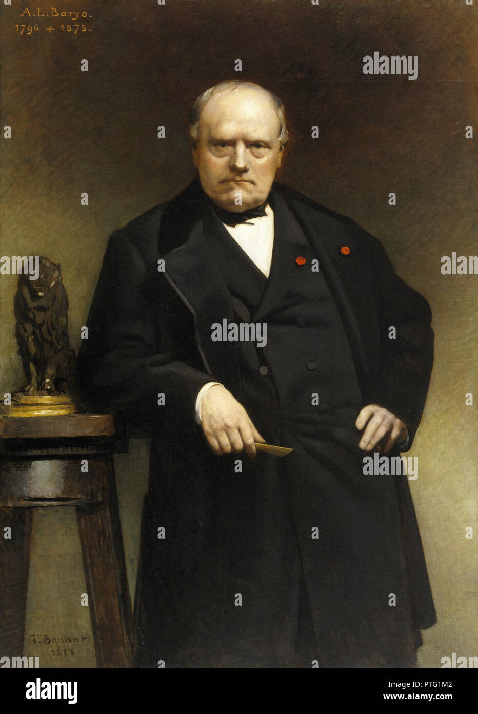 Bonnat Leon Joseph - Portrait of Barye with a Wax Model of 'seated Lion ...