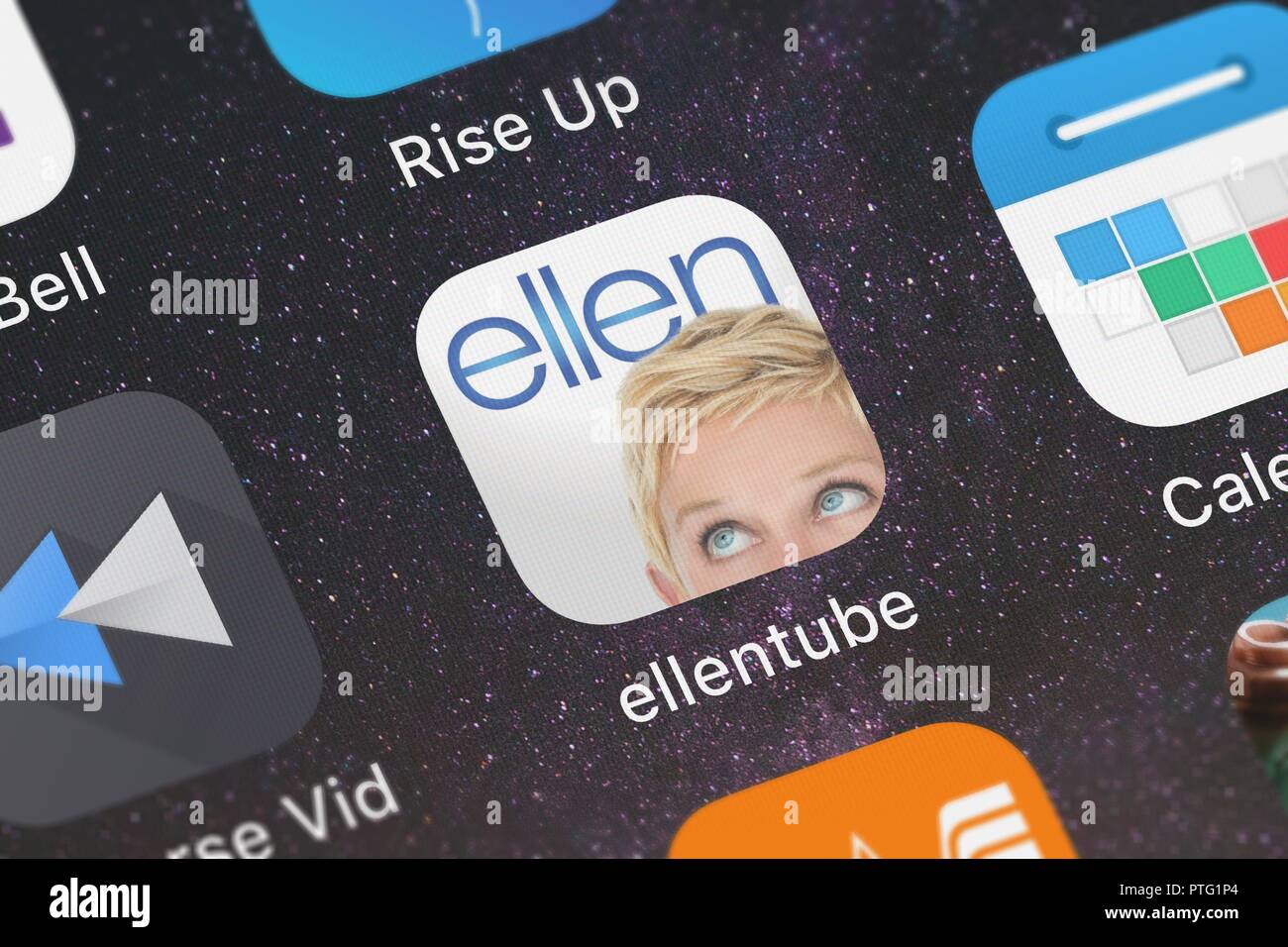 London, United Kingdom - October 09, 2018: The ellentube mobile app ...