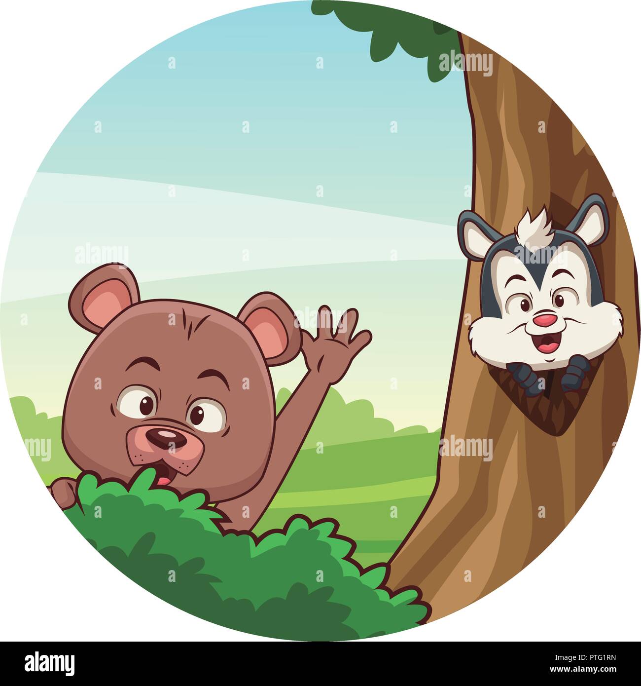 Cute animals at forest Stock Vector Image & Art - Alamy