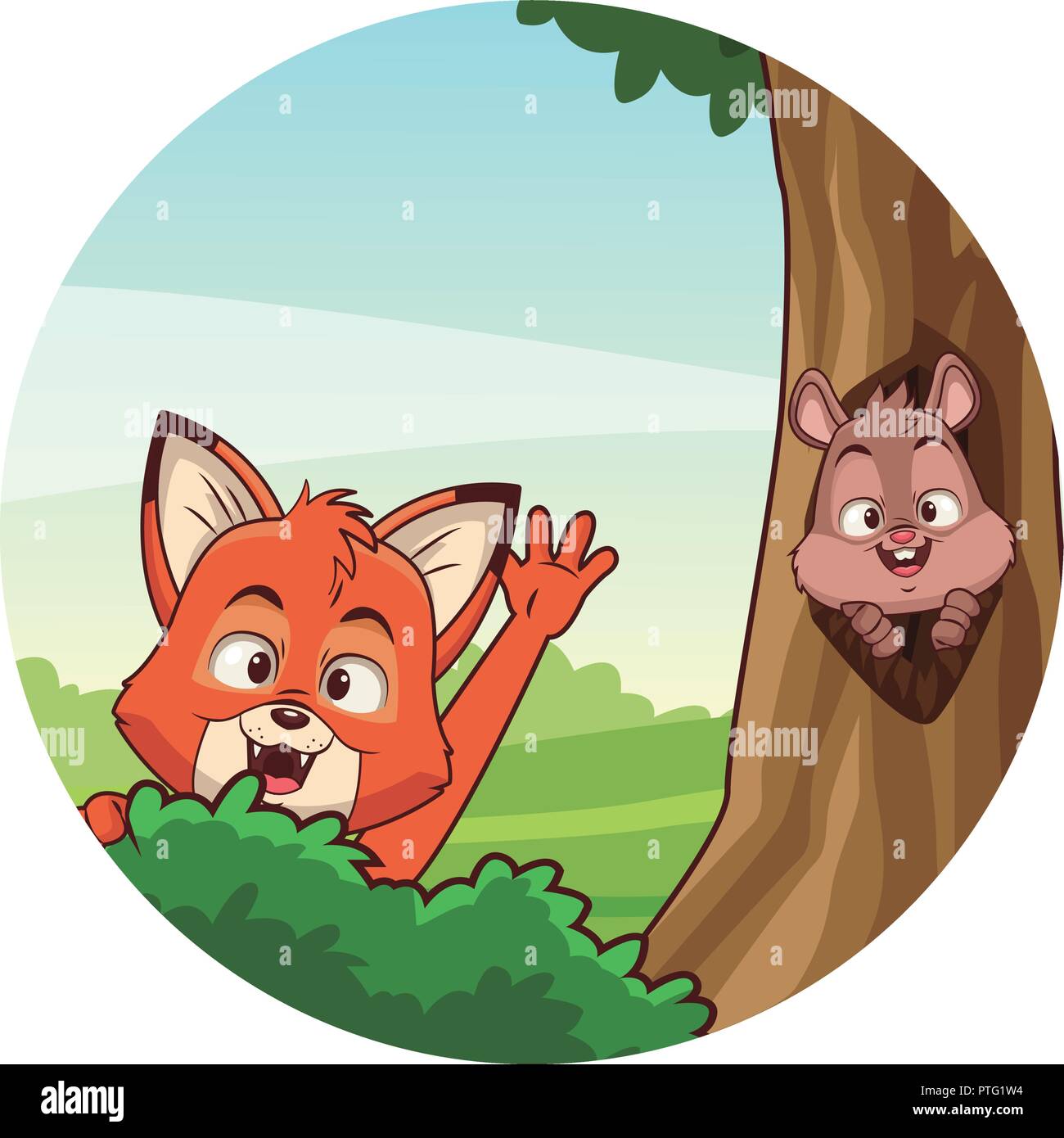 Cute animals at forest Stock Vector Image & Art - Alamy