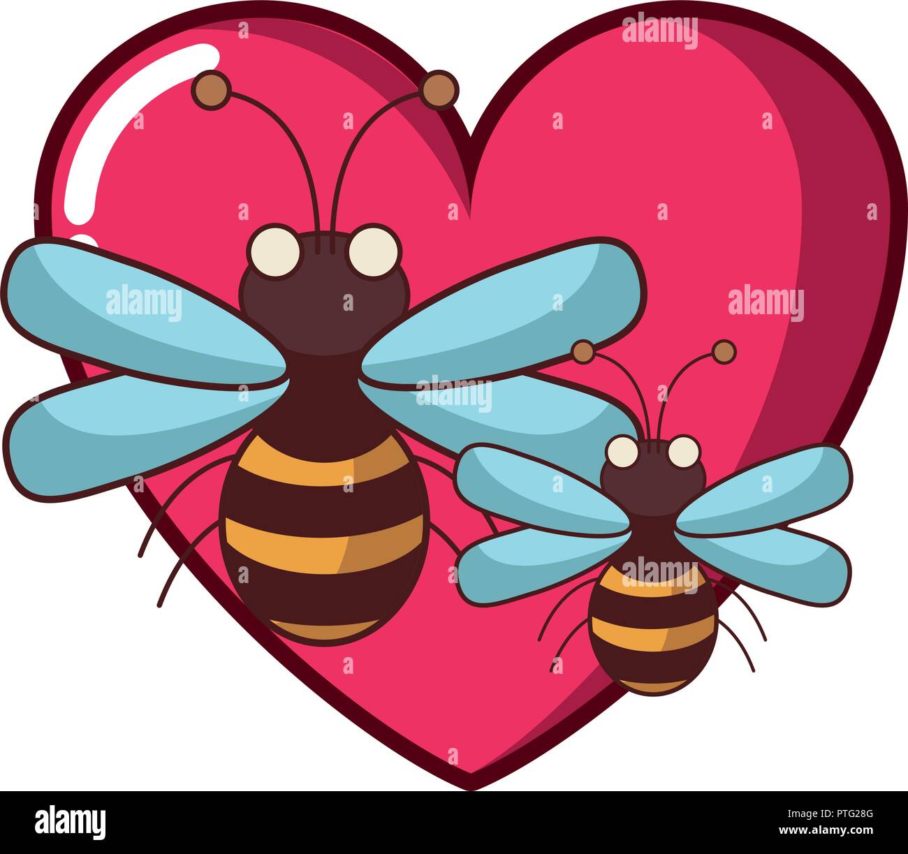 Bees on heart cartoon Stock Vector Image & Art - Alamy