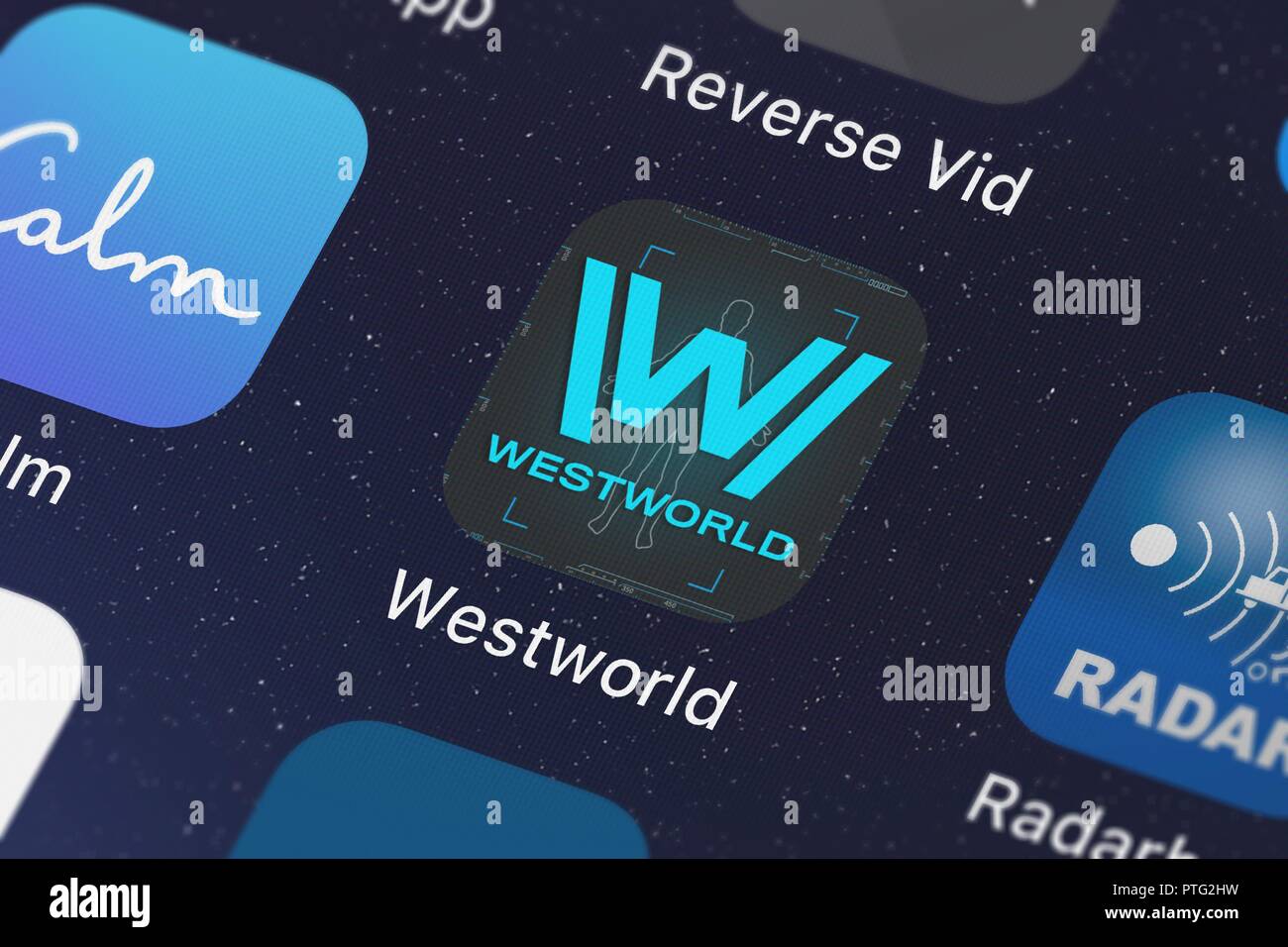 London, United Kingdom - October 09, 2018: The Westworld mobile app ...