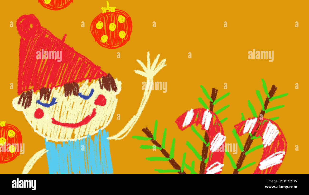 Merry Christmas animation drawn with felt-tip pens by a child, very ...