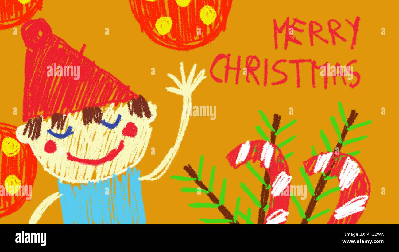 Merry Christmas animation drawn with felt-tip pens by a child, very ...
