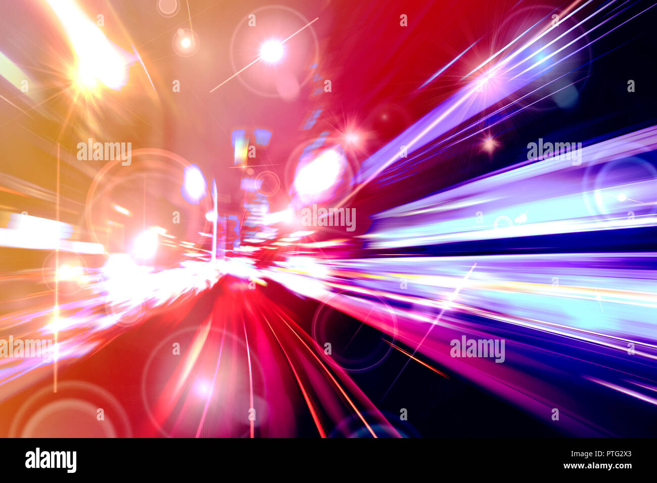 Abstract background of moving traffic light trails with circle bokeh ...
