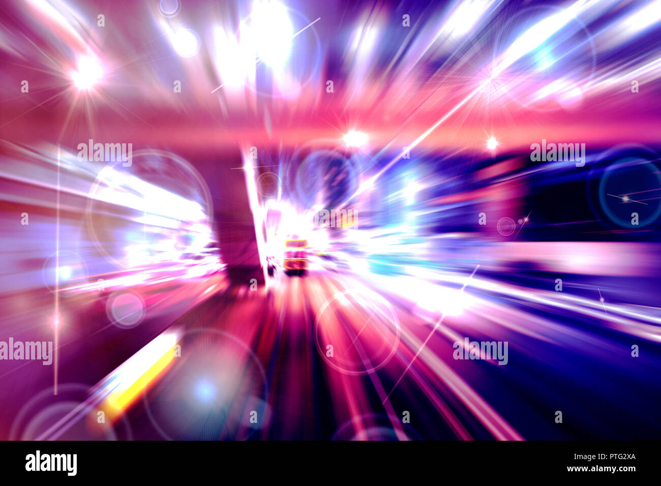 Abstract background of moving traffic light trails with circle bokeh ...