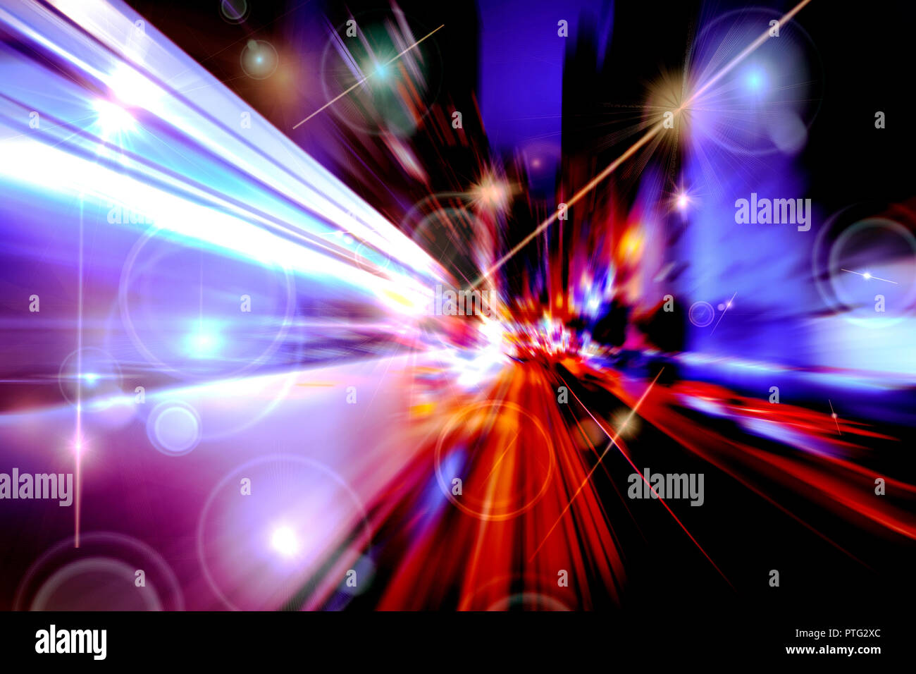 Abstract background of moving traffic light trails with circle bokeh ...
