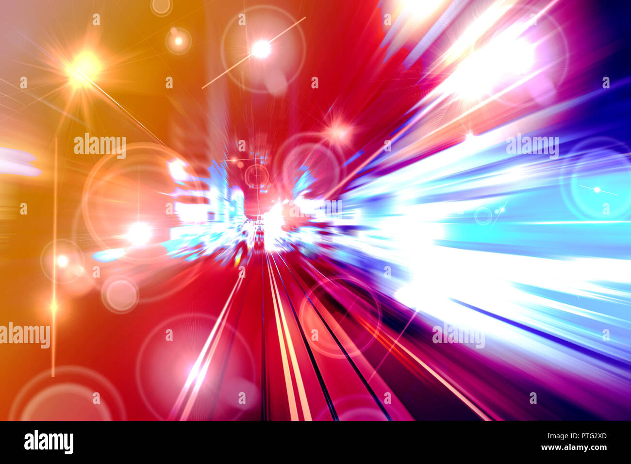 Abstract background of moving traffic light trails with circle bokeh ...