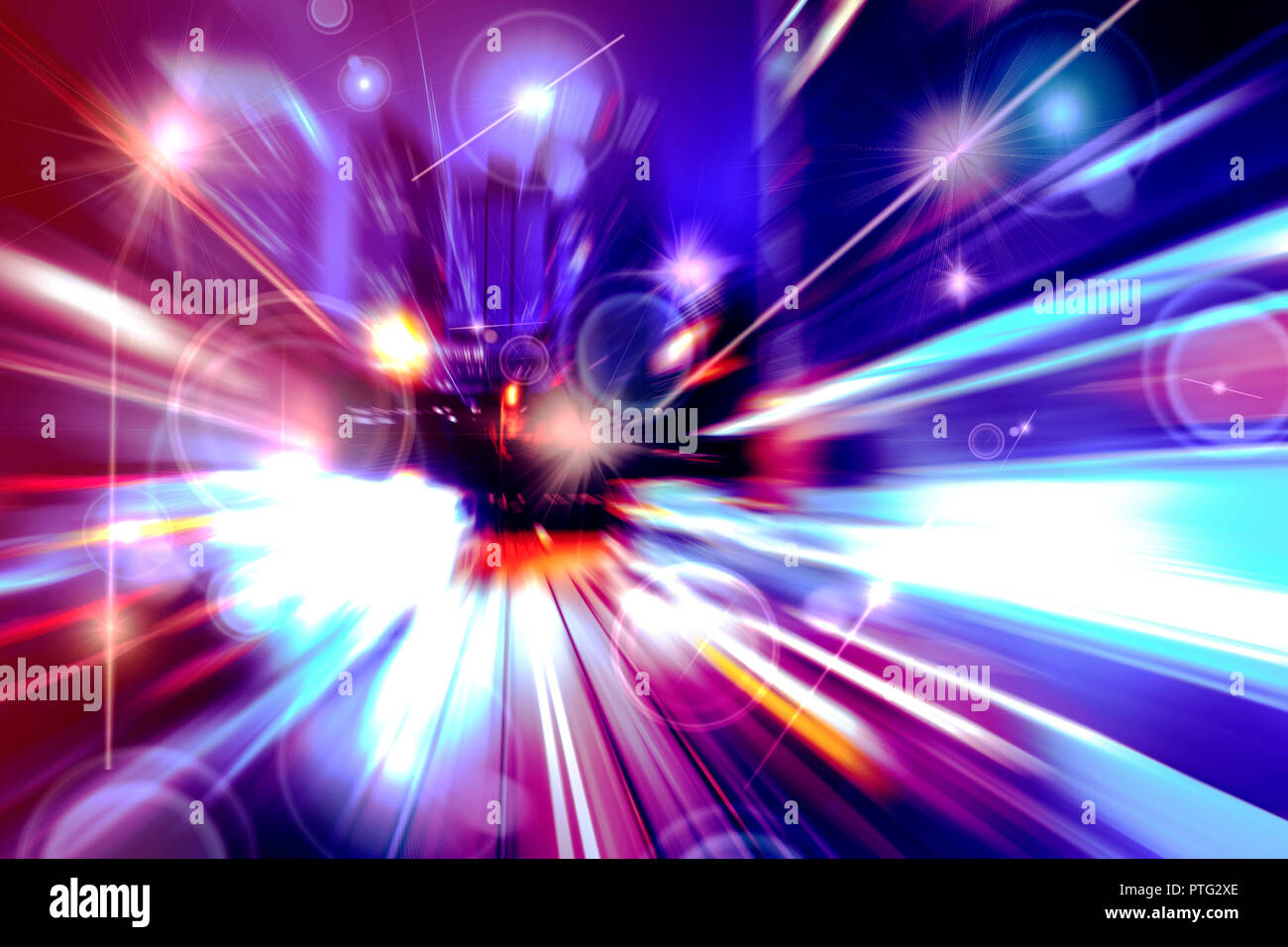 Abstract background of moving traffic light trails with circle bokeh ...