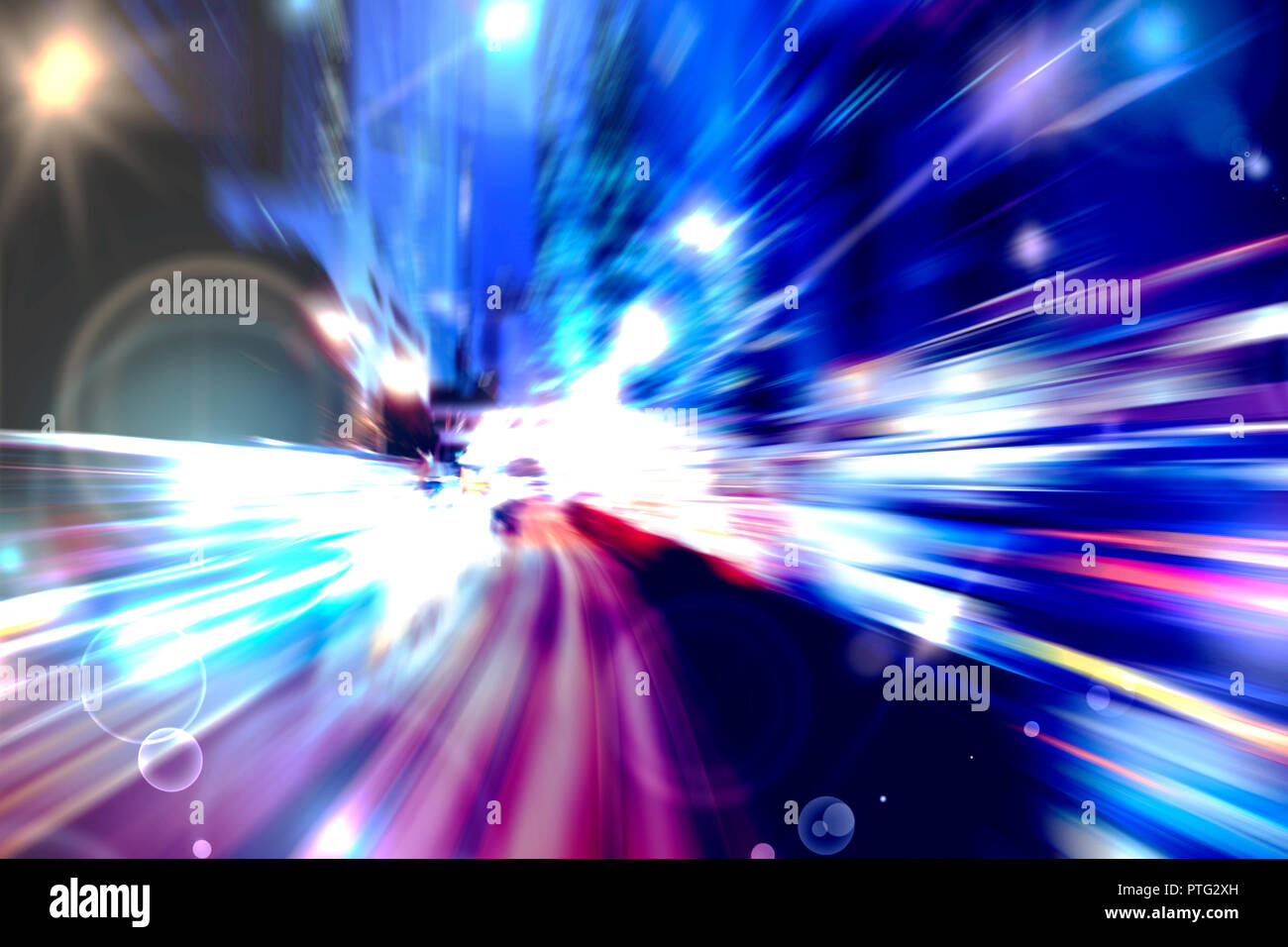 Abstract background of moving traffic light trails with circle bokeh ...