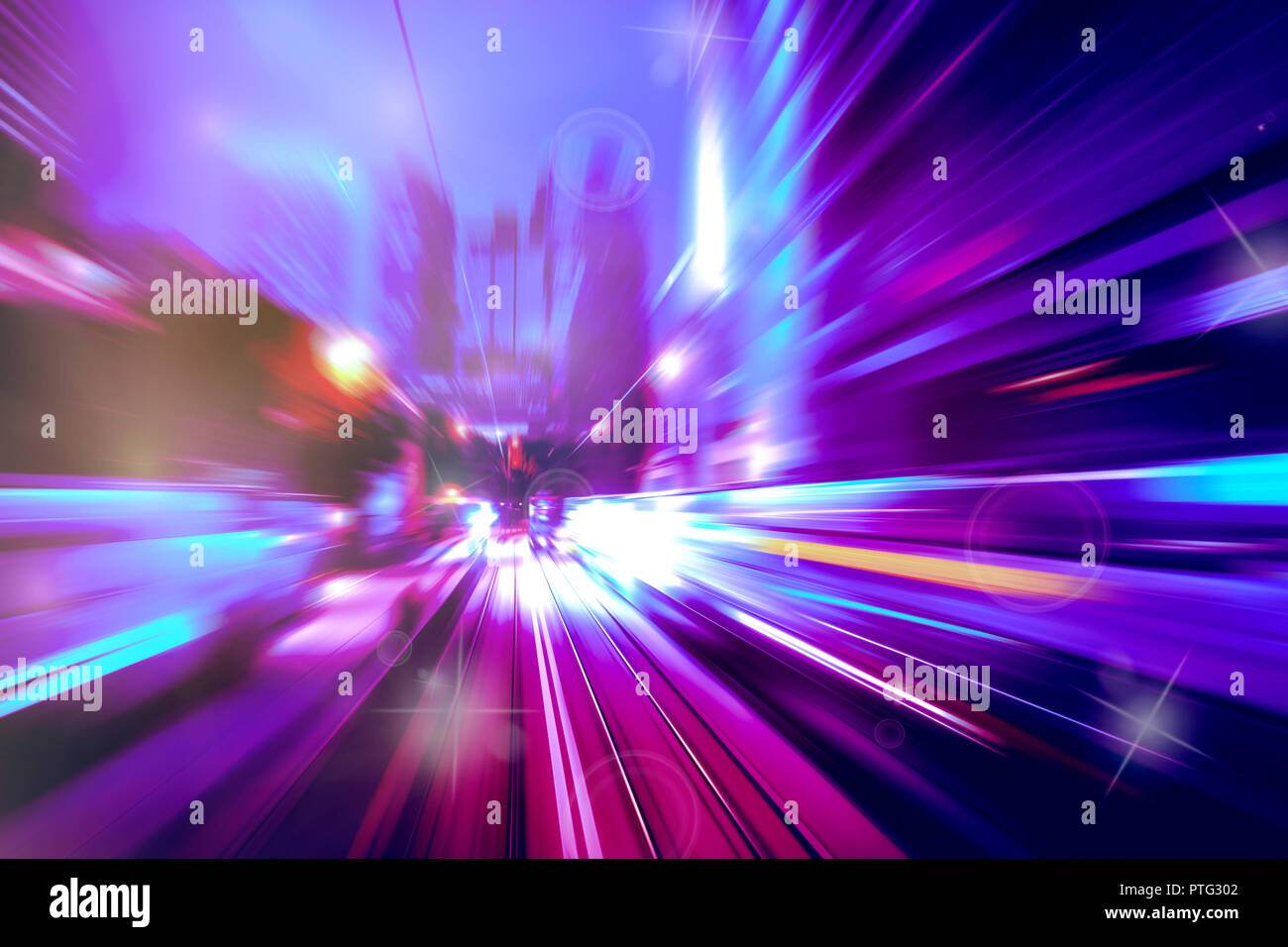 Abstract background of moving traffic light trails with circle bokeh ...