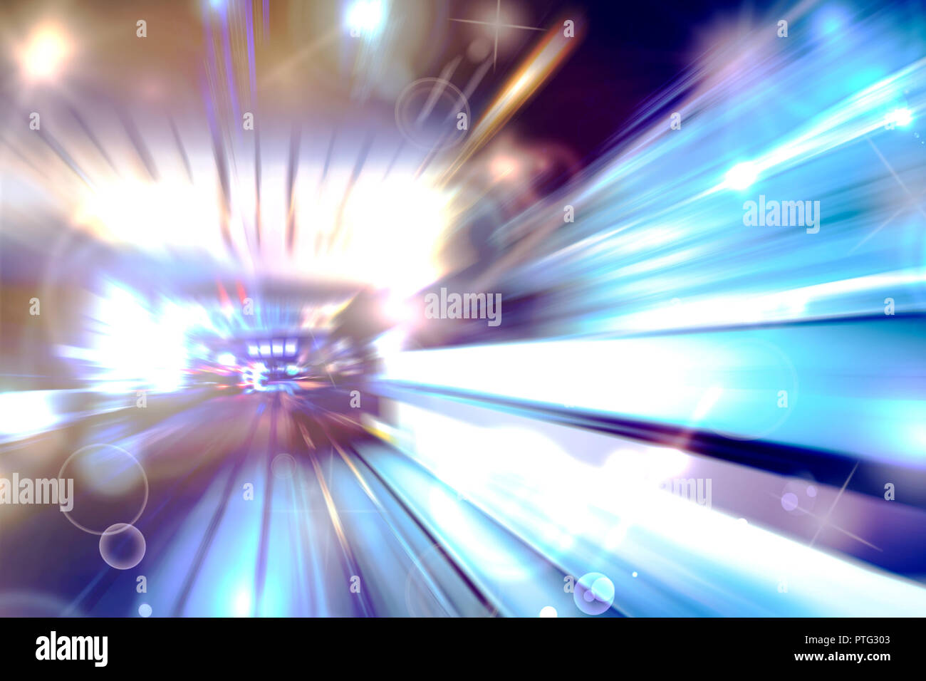 Abstract background of moving traffic light trails with circle bokeh ...