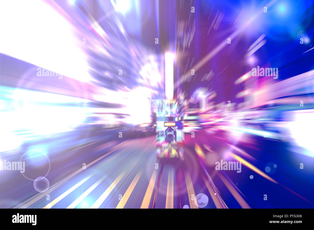 Abstract background of moving traffic light trails with circle bokeh ...