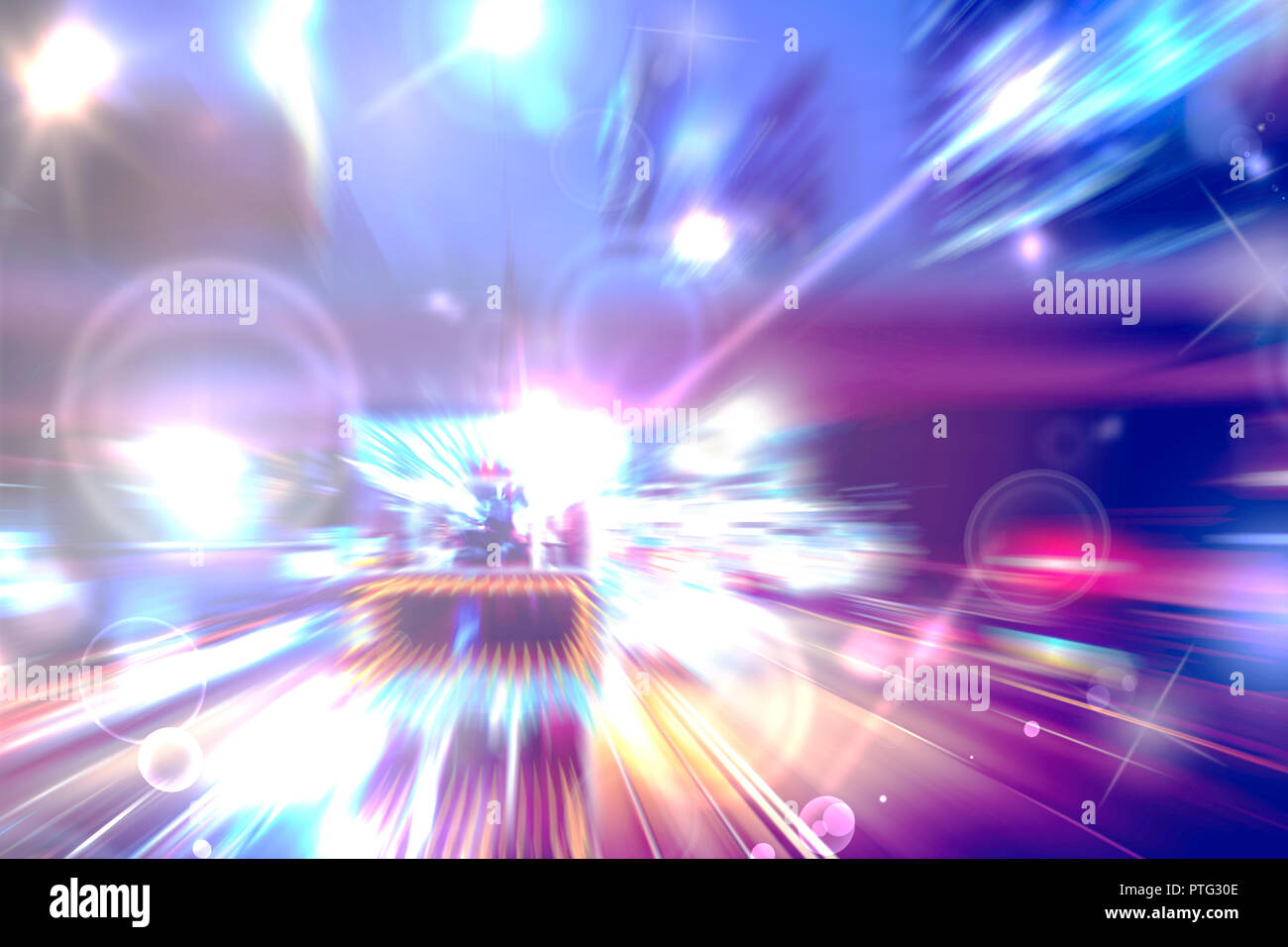Abstract background of moving traffic light trails with circle bokeh ...