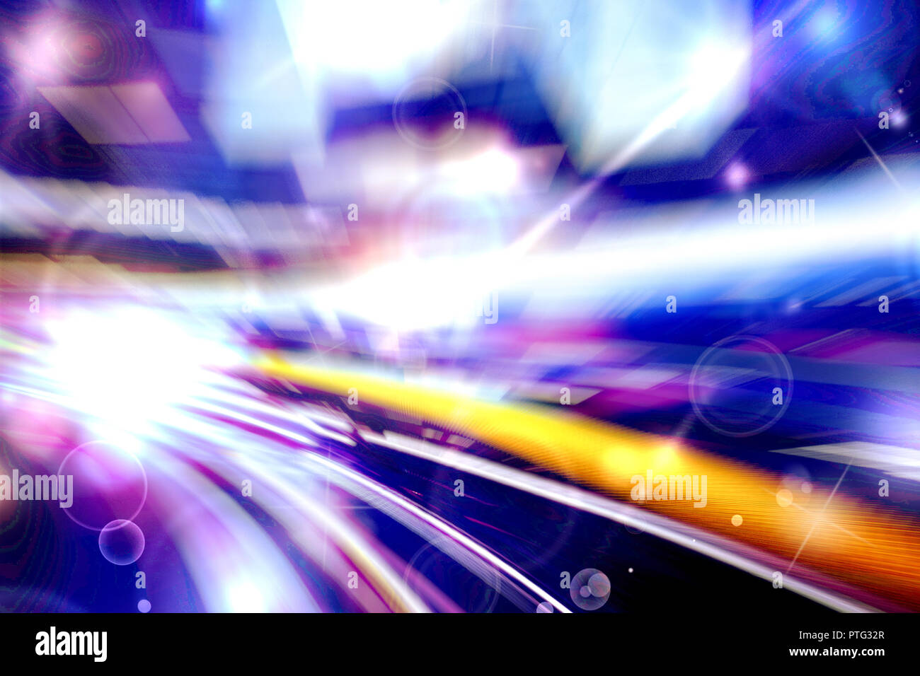 Abstract background of moving traffic light trails with circle bokeh ...