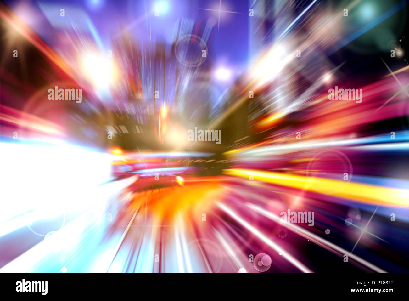 Abstract background of moving traffic light trails with circle bokeh ...