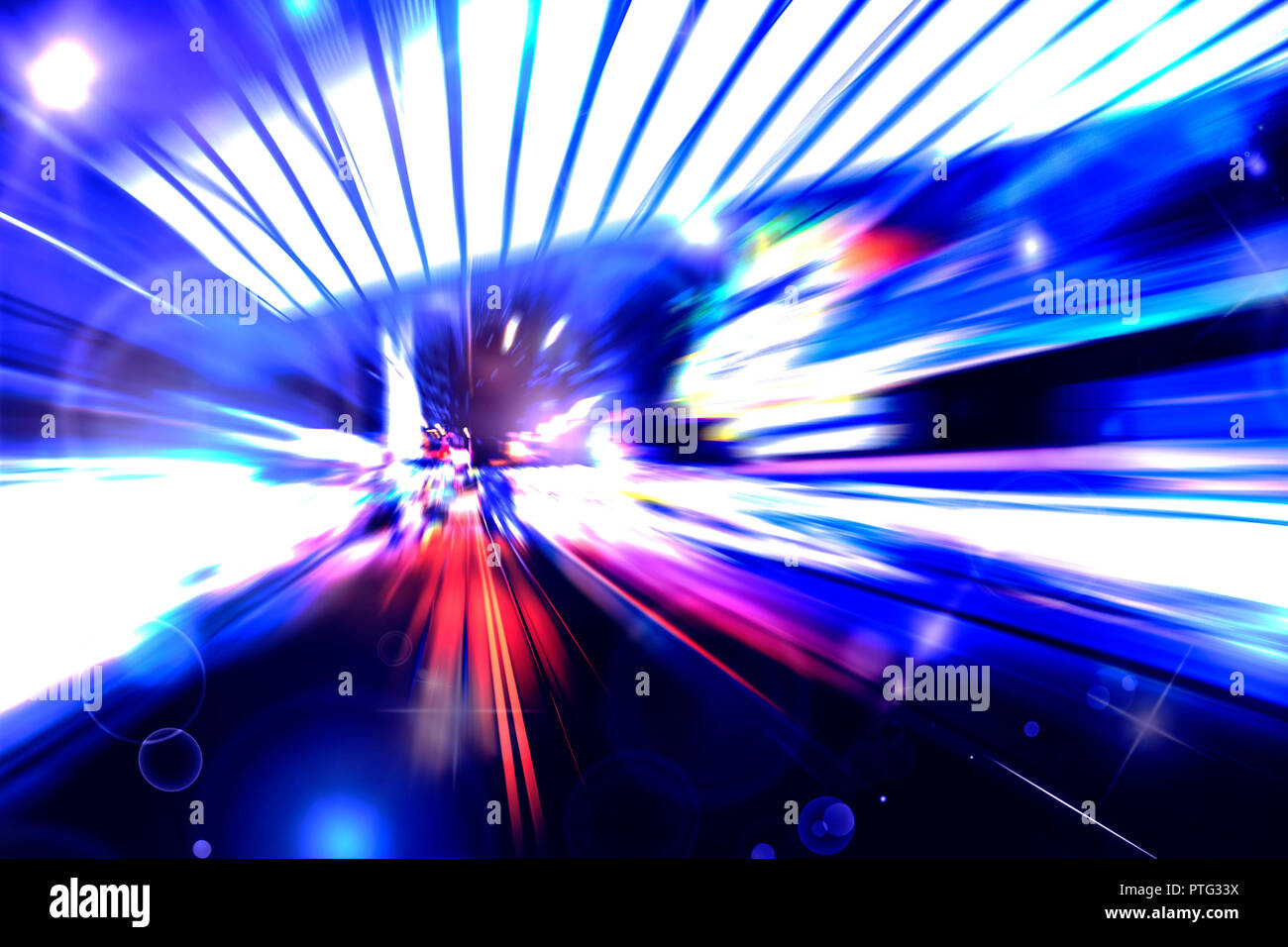 Abstract background of moving traffic light trails with circle bokeh ...