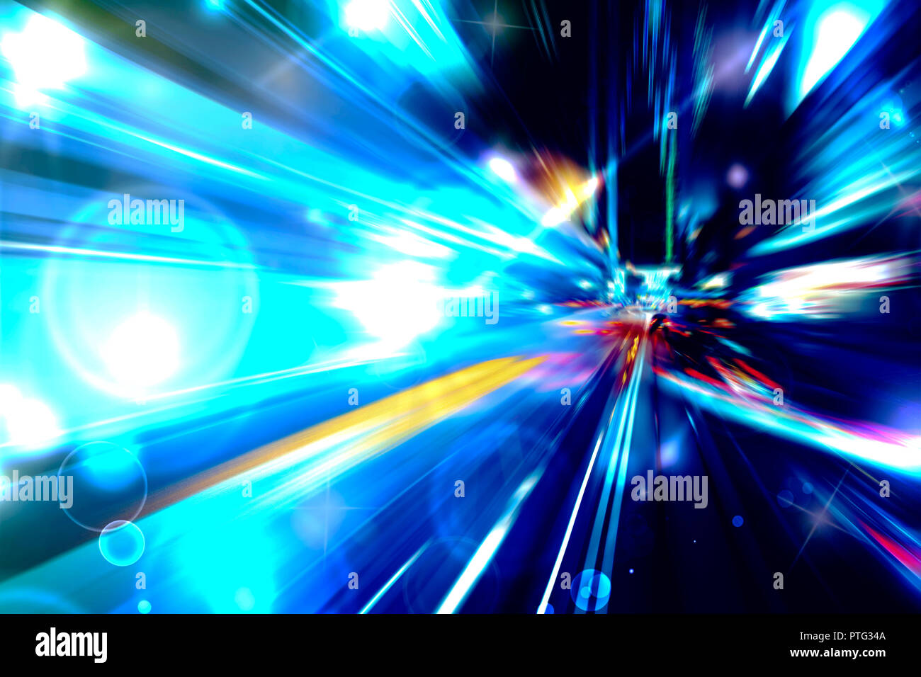 Abstract background of moving traffic light trails with circle bokeh ...