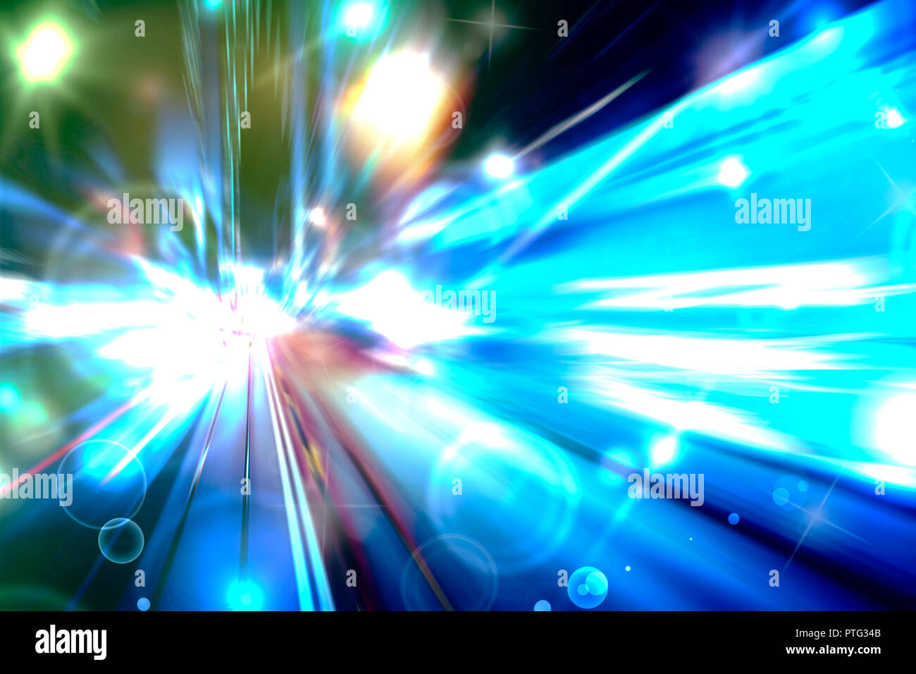 Abstract background of moving traffic light trails with circle bokeh ...