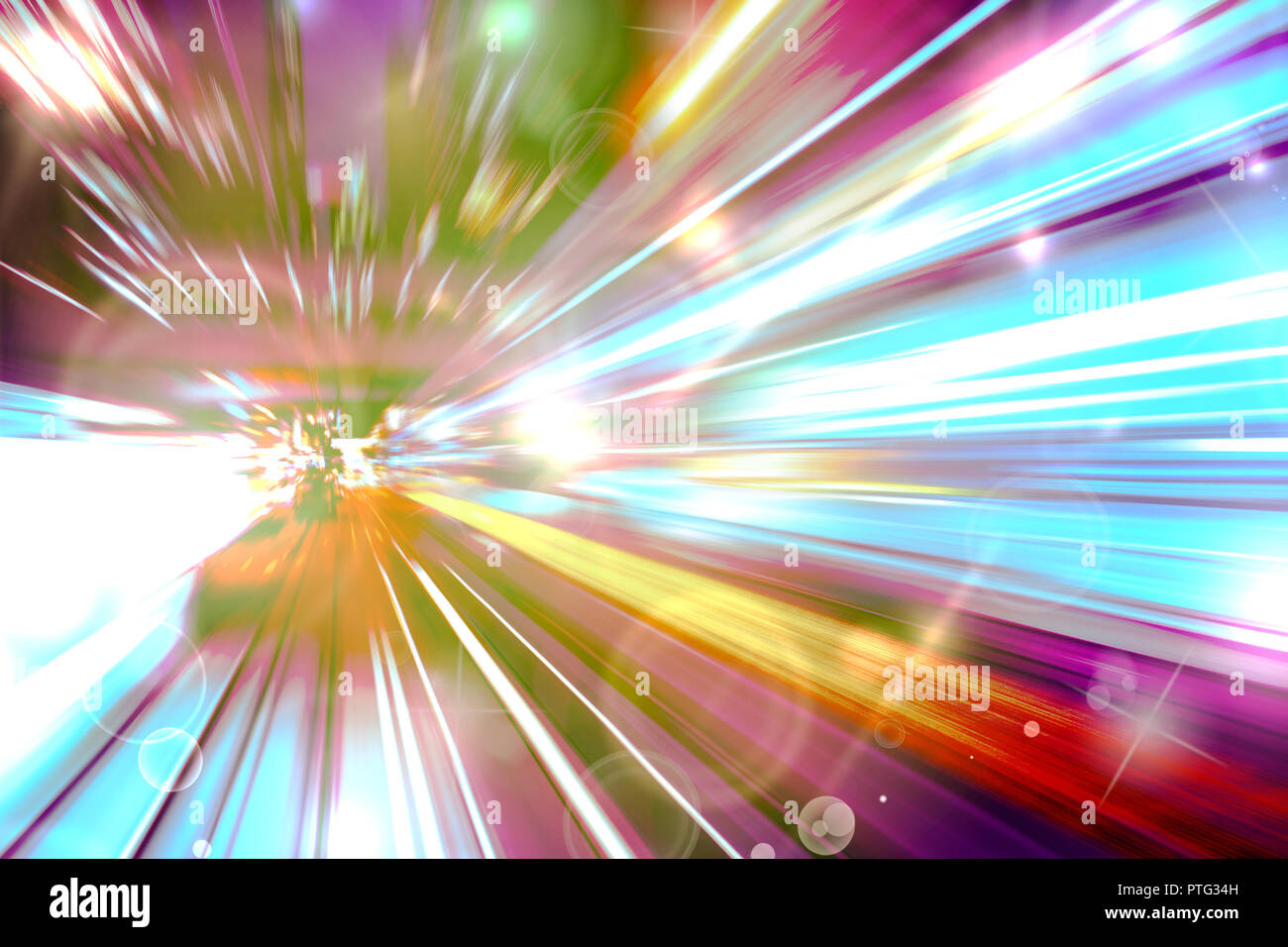 Abstract background of moving traffic light trails with circle bokeh ...