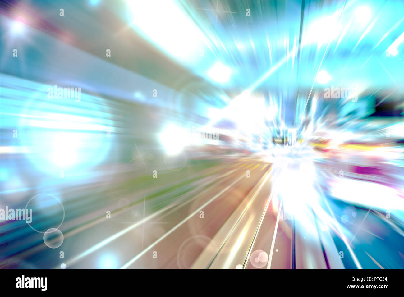 Abstract background of moving traffic light trails with circle bokeh ...