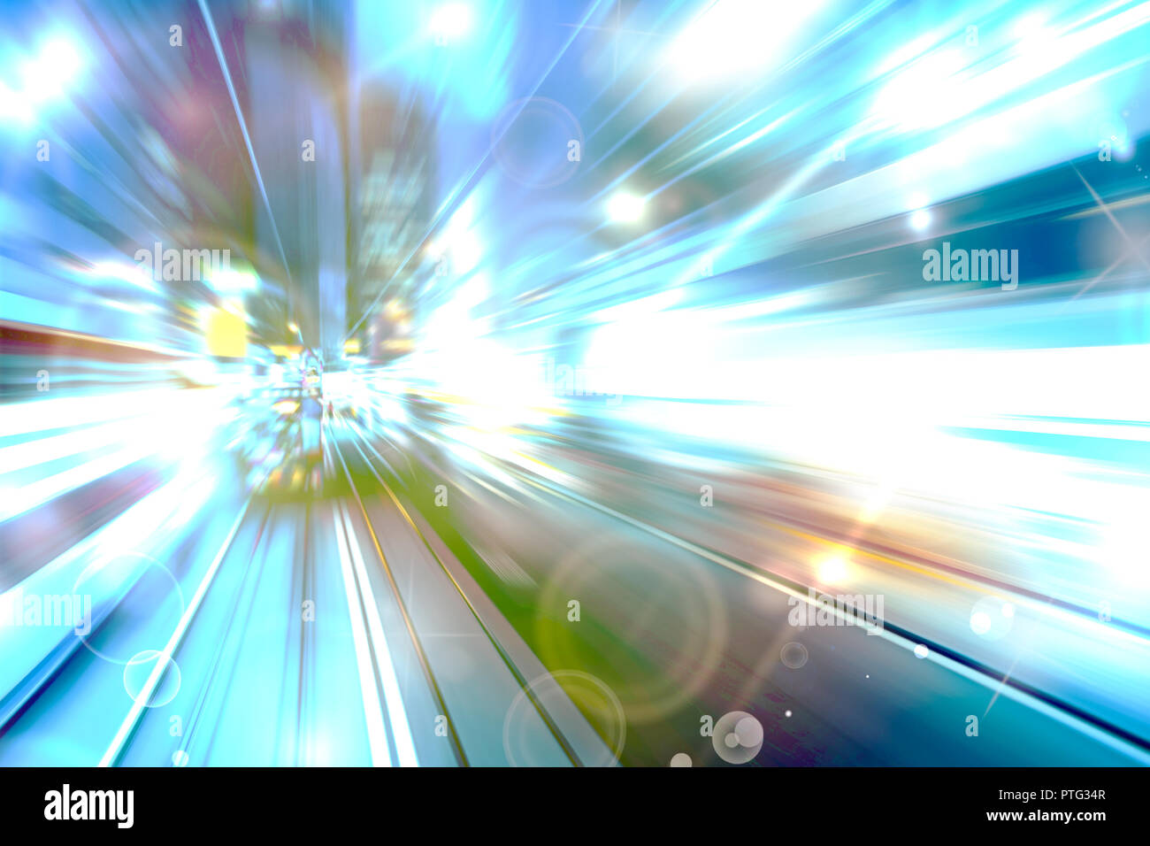 Abstract background of moving traffic light trails with circle bokeh ...