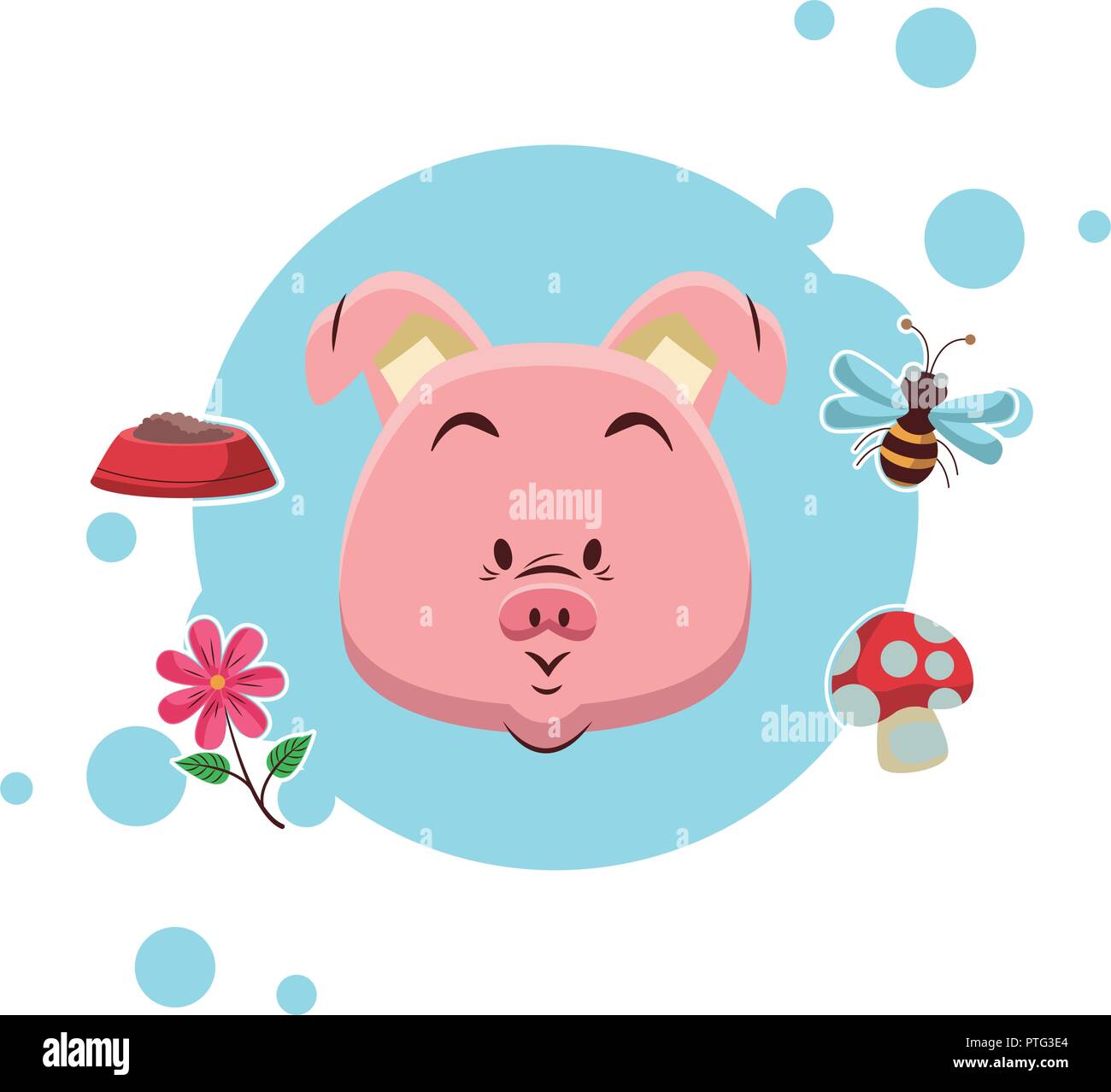 Pink cartoon bee illustration Cut Out Stock Images & Pictures - Alamy