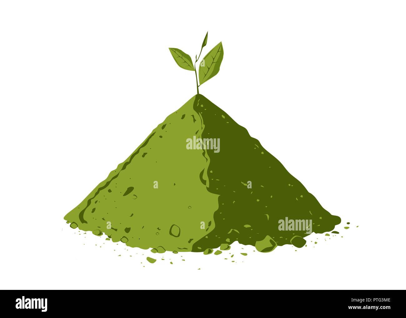 Vector hand drawn matcha illustration. Pile of matcha tea powder with ...