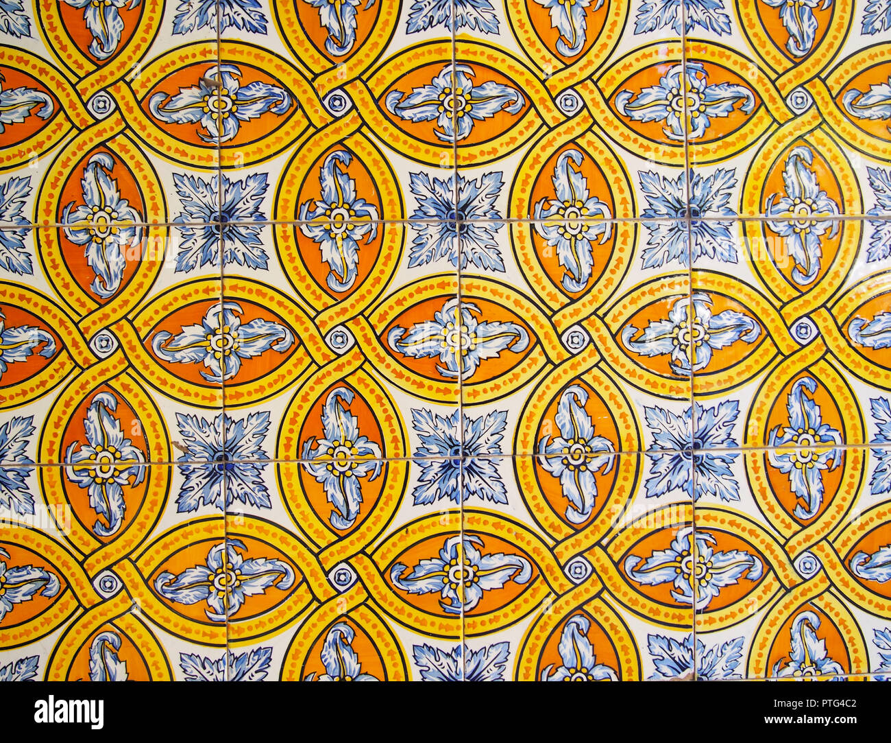 Detail of the traditional tiles from facade of old house. Decorative ...