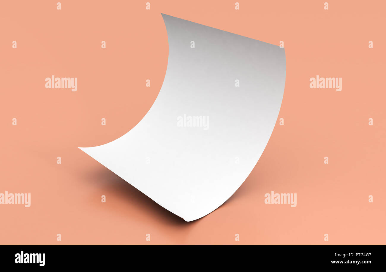 floating paper on pink background 3d rendering Stock Photo - Alamy